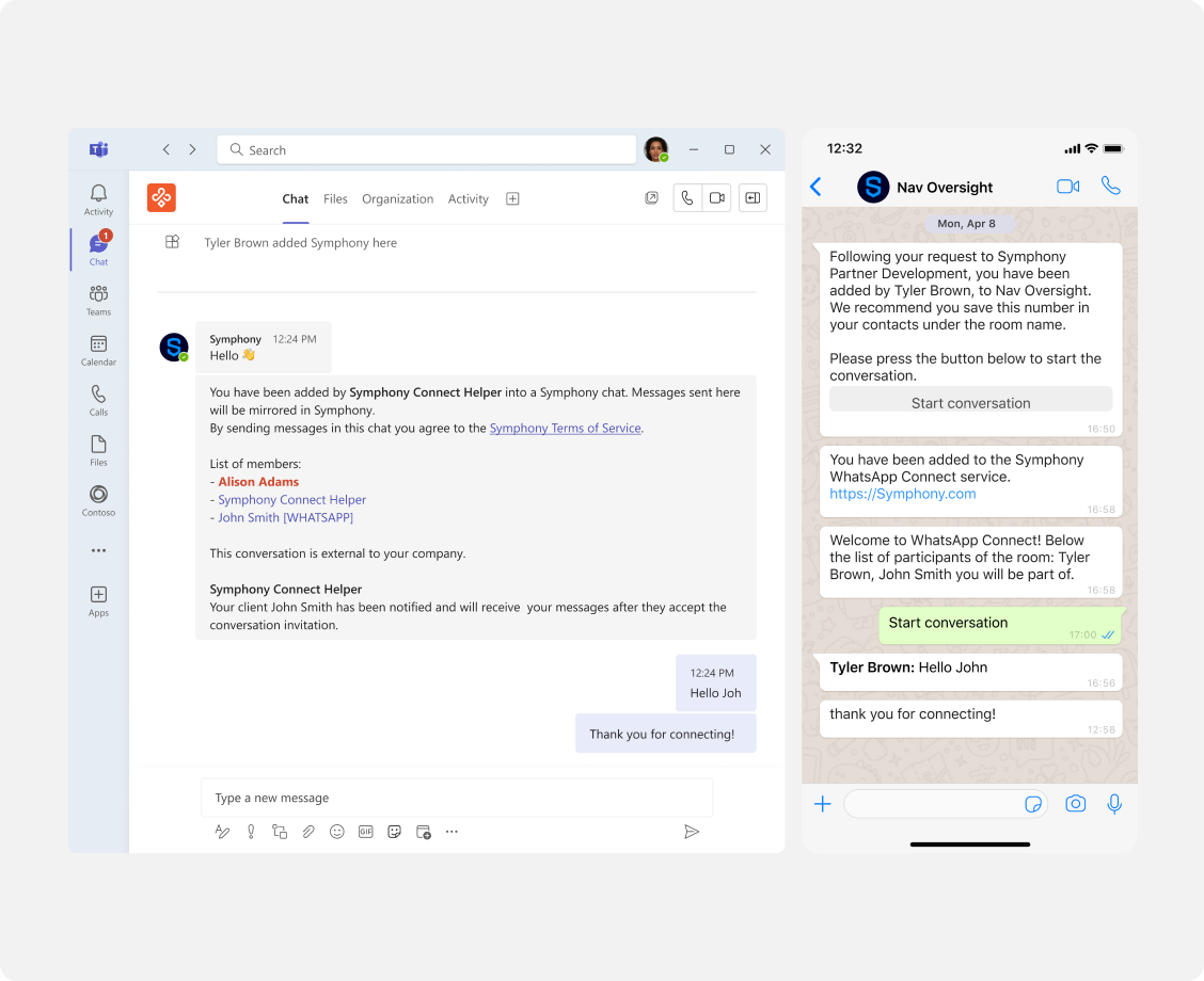 Compliant external messaging via Microsoft Teams with Symphony